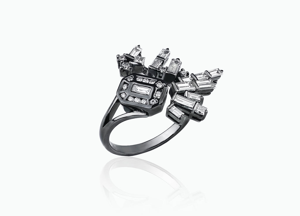 White Gold & Diamond Open Explosion Ring - Cosmic | Tomasz Donocik