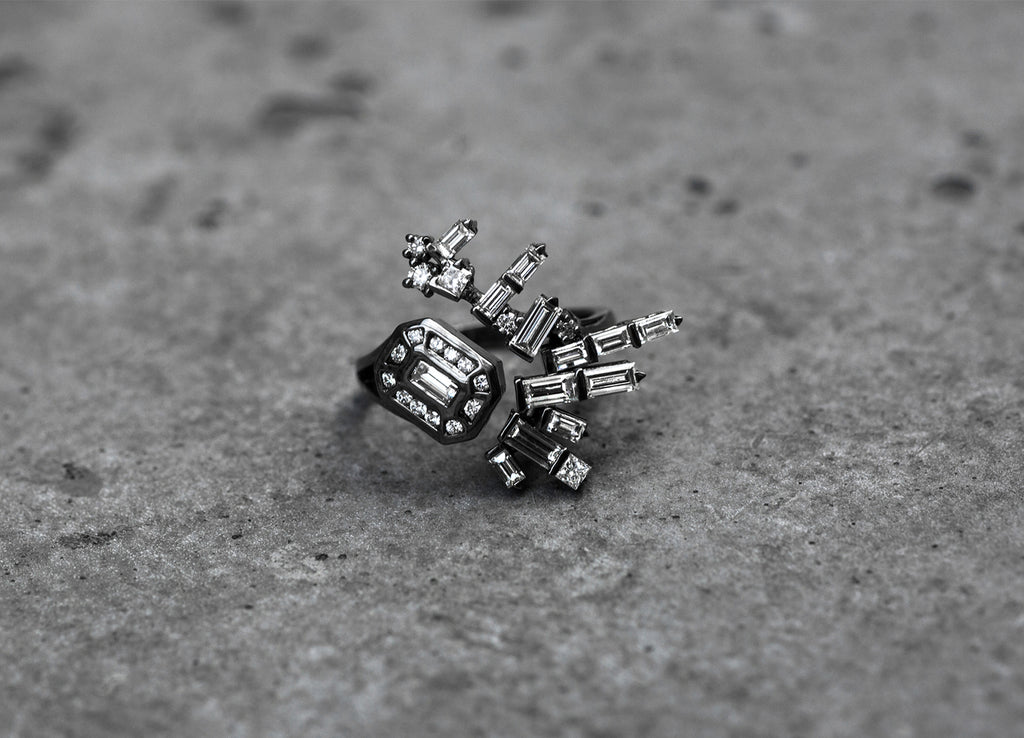 White Gold & Diamond Open Explosion Ring - Cosmic | Tomasz Donocik